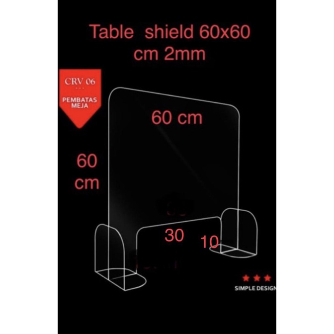Jual Acrylic/akrilik table shield 2mm/ pembatas skat meja 2mm 60x60 cm ...