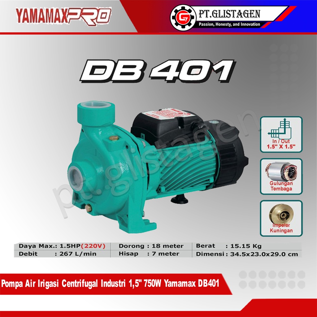 Jual YAMAMAX DB401 Pompa Air Irigasi Centrifugal Industri 1,5" 750W ...