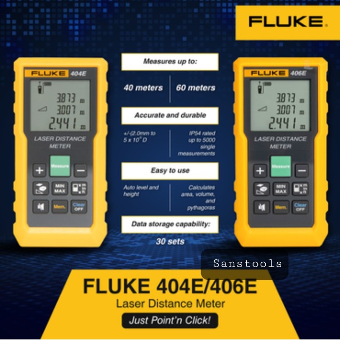 Jual Fluke 406E Distance Laser Meter 60 Meter 60M Meteran Digital 406 E ...