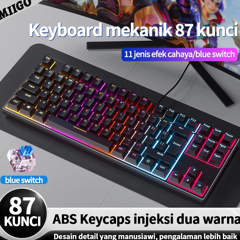 Jual Paling popular Mechanical Keyboard 87 Keys RGB LED Backlight / 11 ...