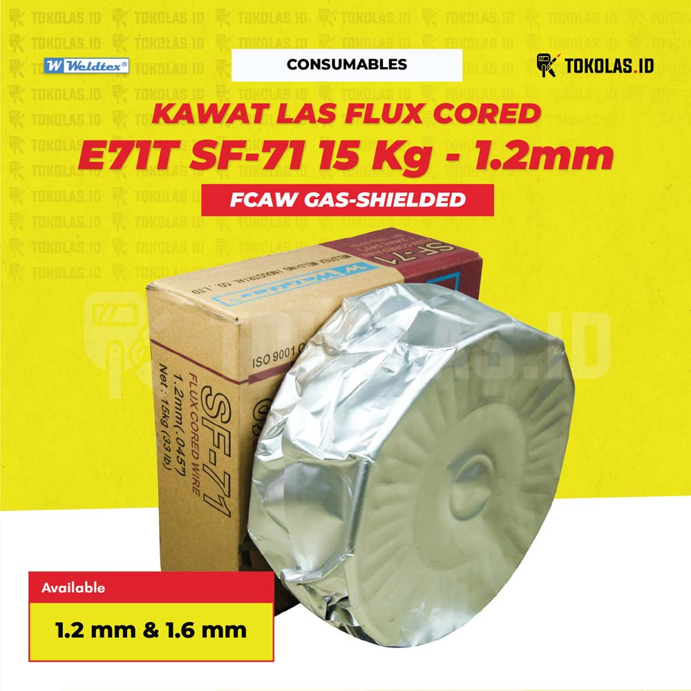Jual Weldtex Kawat Las MIG CO2 Flux Core Wire E71T SF71 1.2 MM 15 KG SF 71 FCAW Gas Shielded CO ...