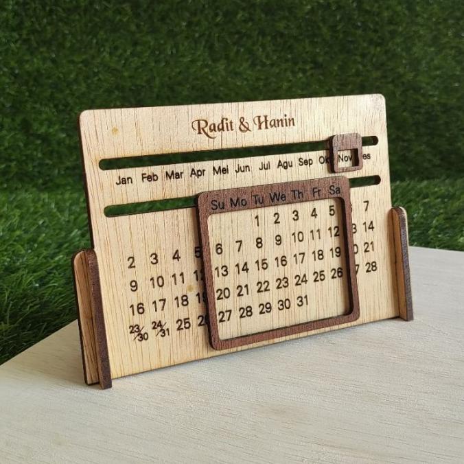 Jual kalender kayu sepanjang masa calendar abadi aesthetic | Shopee ...
