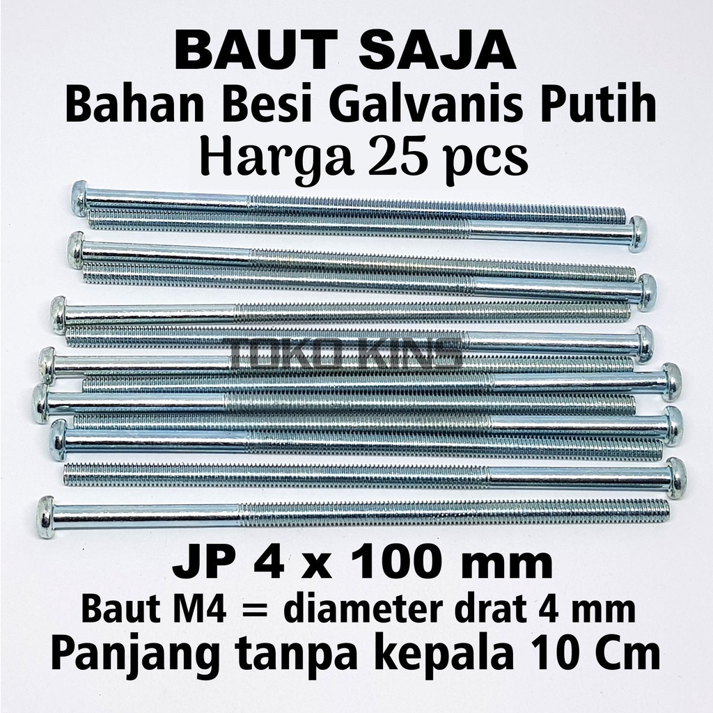 Jual JP M4 x 100 per 25 pcs Baut kepala obeng plus 4mm 4 x 100 mm | Shopee Indonesia