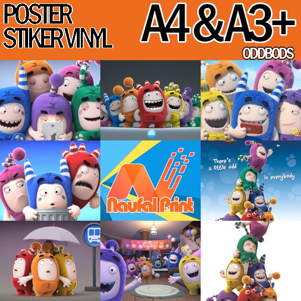 Jual Sticker Poster A4 A3 A3+ | Oddbods | Odd Bods | Animasi | kartun ...