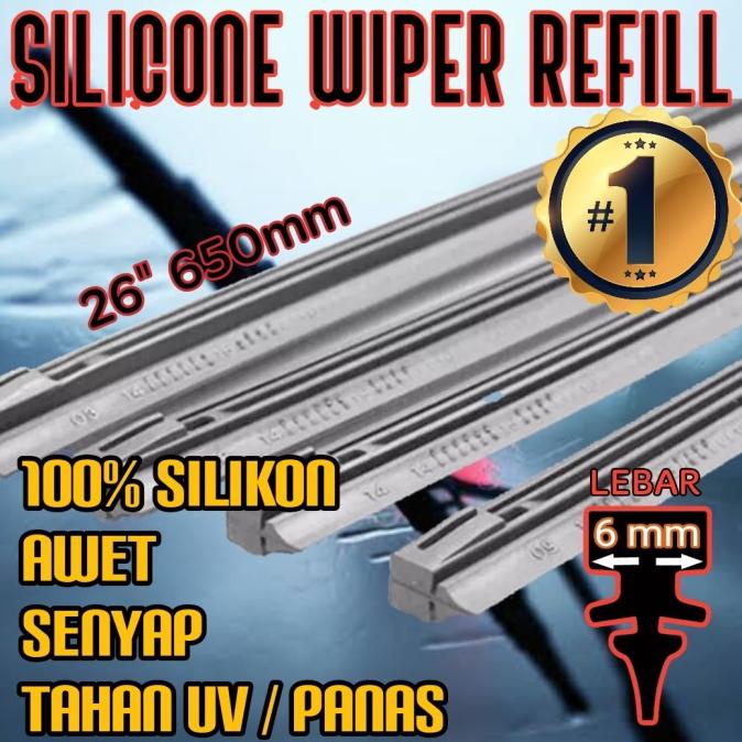 Jual Silicone wiper refill 26" 650mm, 2pcs refil wiper bahan silikon ...