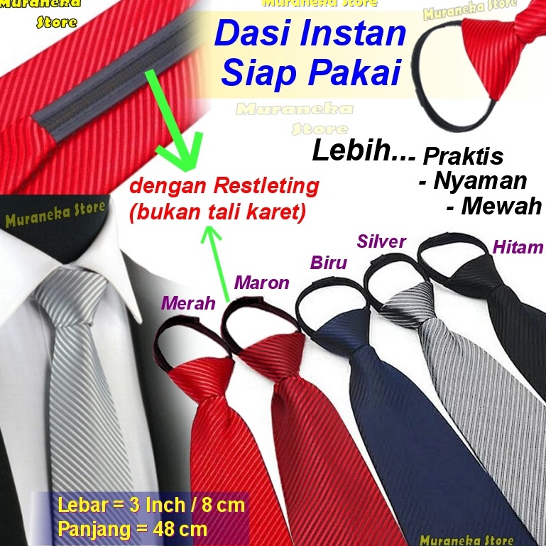 Jual HOT Dasi Pria Instan Resleting Garis Salur Langsung Pakai Jadi ...
