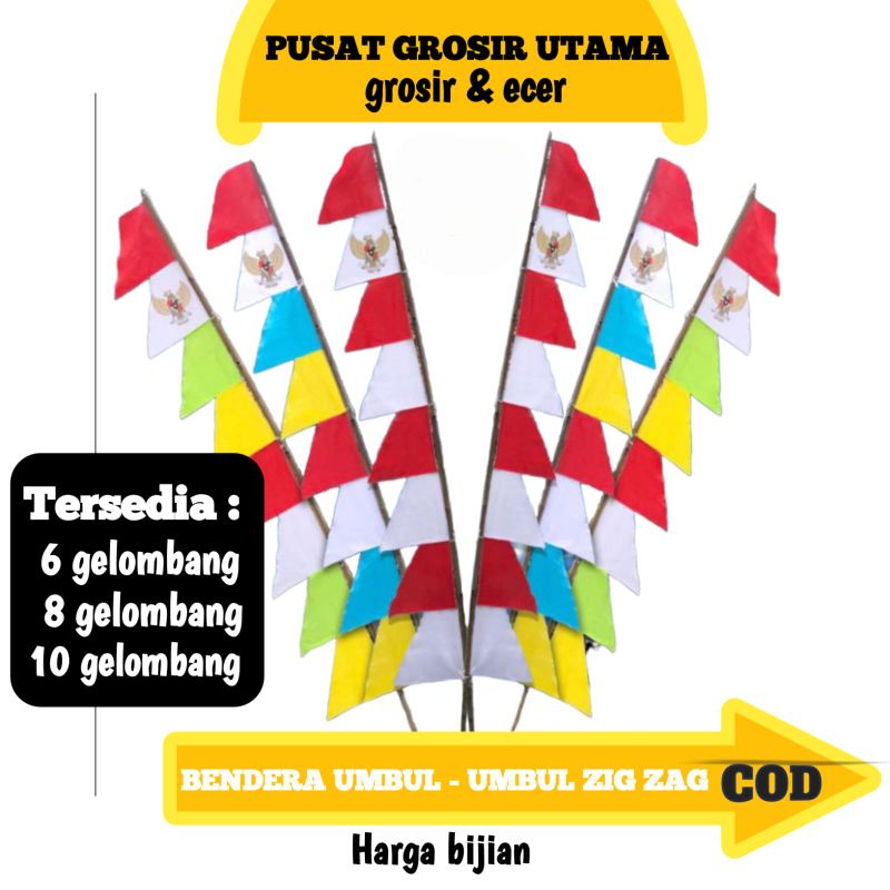 Jual Promo kemerdekaan !!! Cuci gudang !!! Bendera Umbul-Umbul 6 8 10 Titik Warna Warni Merah ...