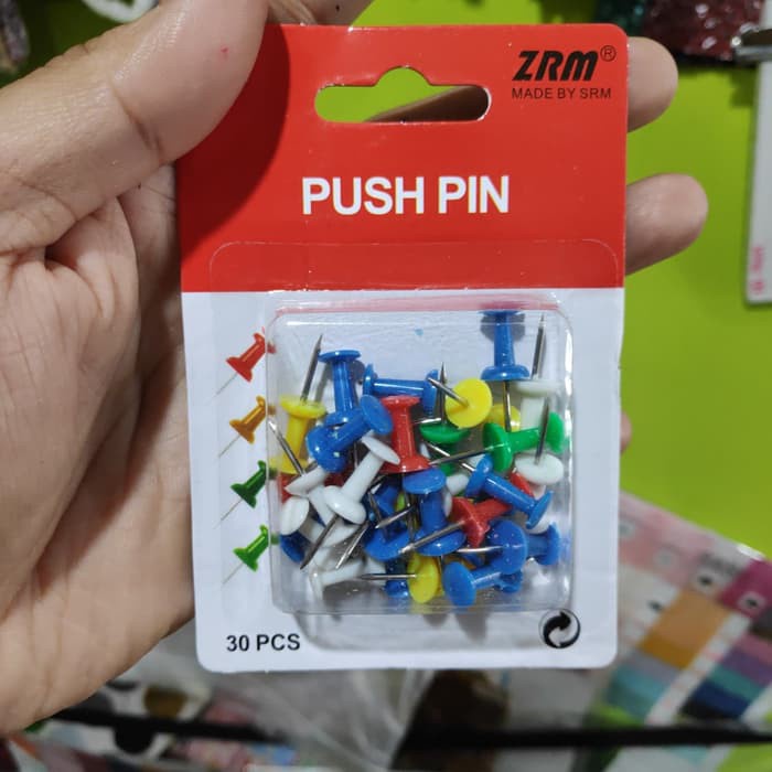 Jual Jarum Push Pin Mading Pengumuman Merk ZRM JUAL PER PAK ISI 30 PCS ...