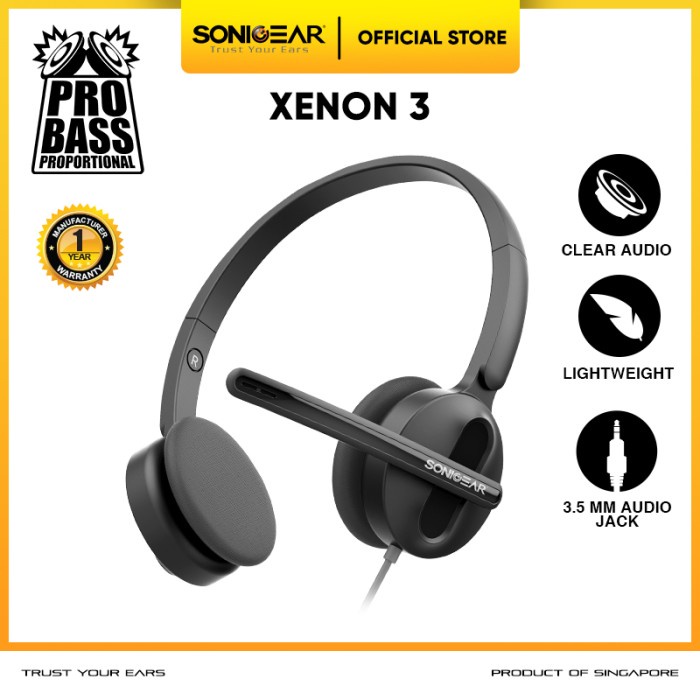 Jual Headset Microphone SonicGear Xenon 3 Headphone Office Sekolah ...