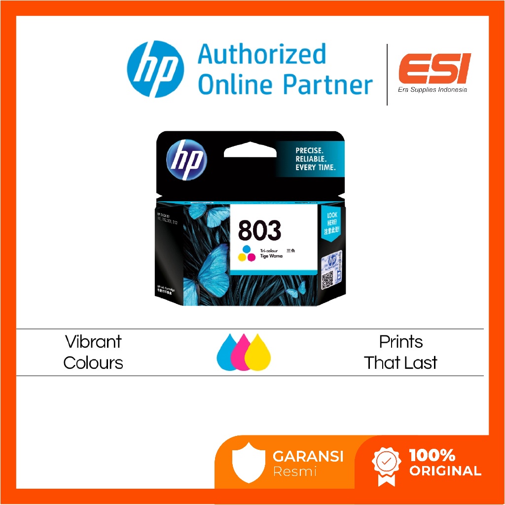 Jual Esiofficial HP 803 Tri-color Original Ink Cartridge (F6V20AA ...