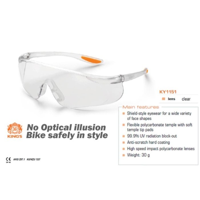 Jual King's Ky1151 Safety Glass Clear Kacamata Safety Kings KY1151 ...