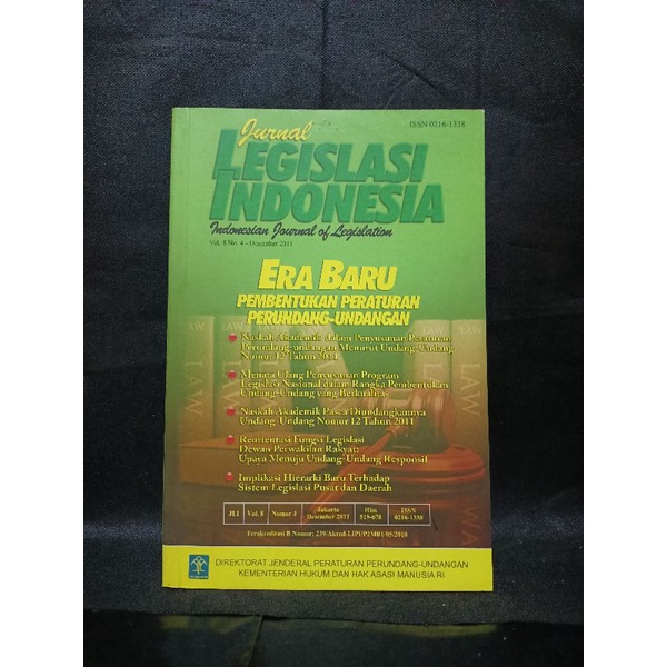 Jual Buku Original Jurnal Legislasi Indonesia Era Baru Pembentukan Peraturan Perundang Undangan 