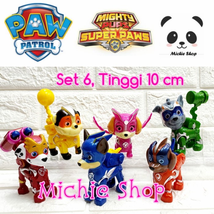 Jual Figure Paw Patrol (set 6 Mighty Pups Super Paw) Toppers Kue Cake ...