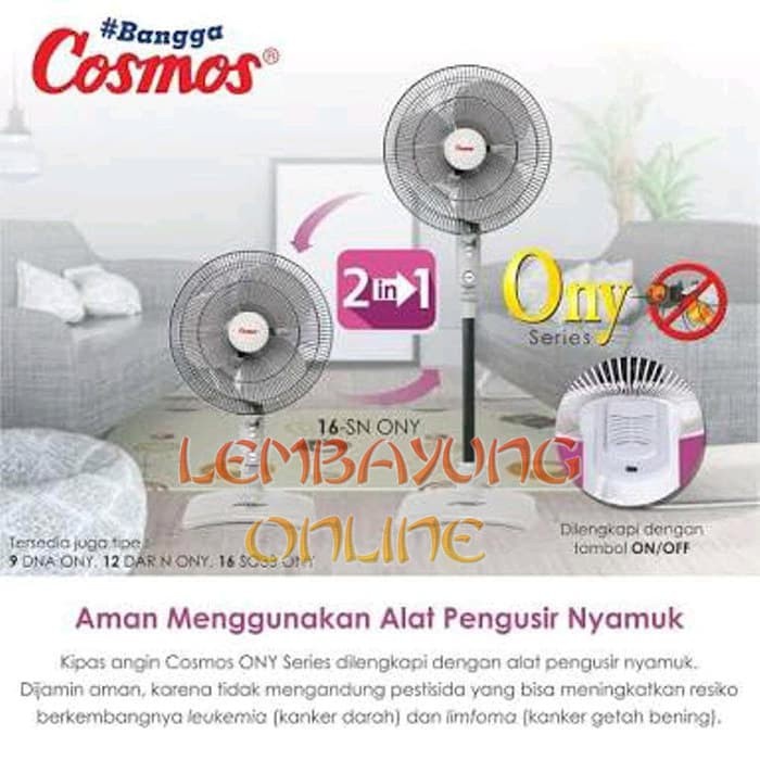 Jual COSMOS 16-SN ONY Stand Fan 2in1 (Extra Obat Nyamuk) | Shopee Indonesia