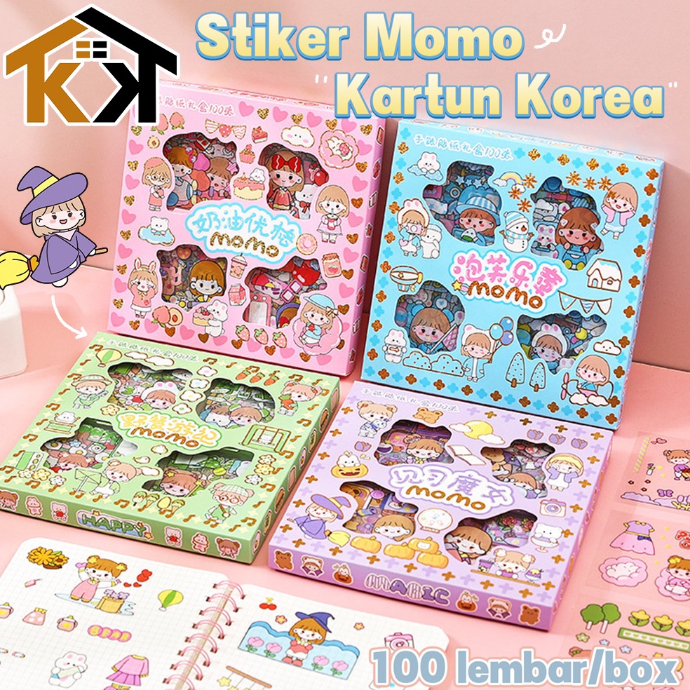 Jual 81 (KK) 100LEMBAR Sticker Momo Aesthetic 2D Kartun Korea Lucu Anti ...