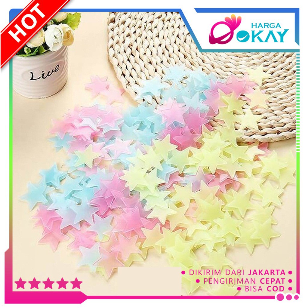 Jual HO STIKER BINTANG PER 100PCS / STIKER DINDING / GLOW IN THE DARK ...
