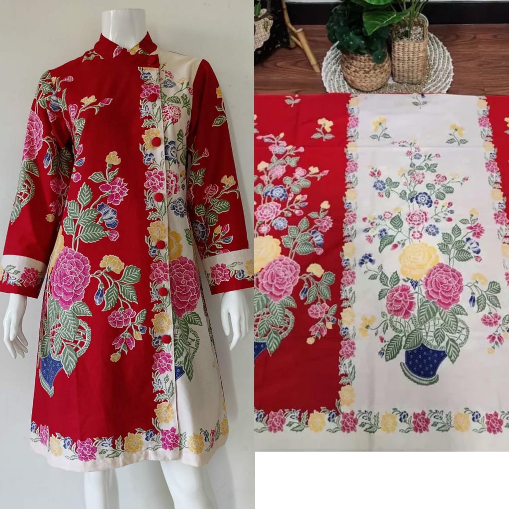 Jual Kain Batik SOLO motif encim bunga mekar | Shopee Indonesia