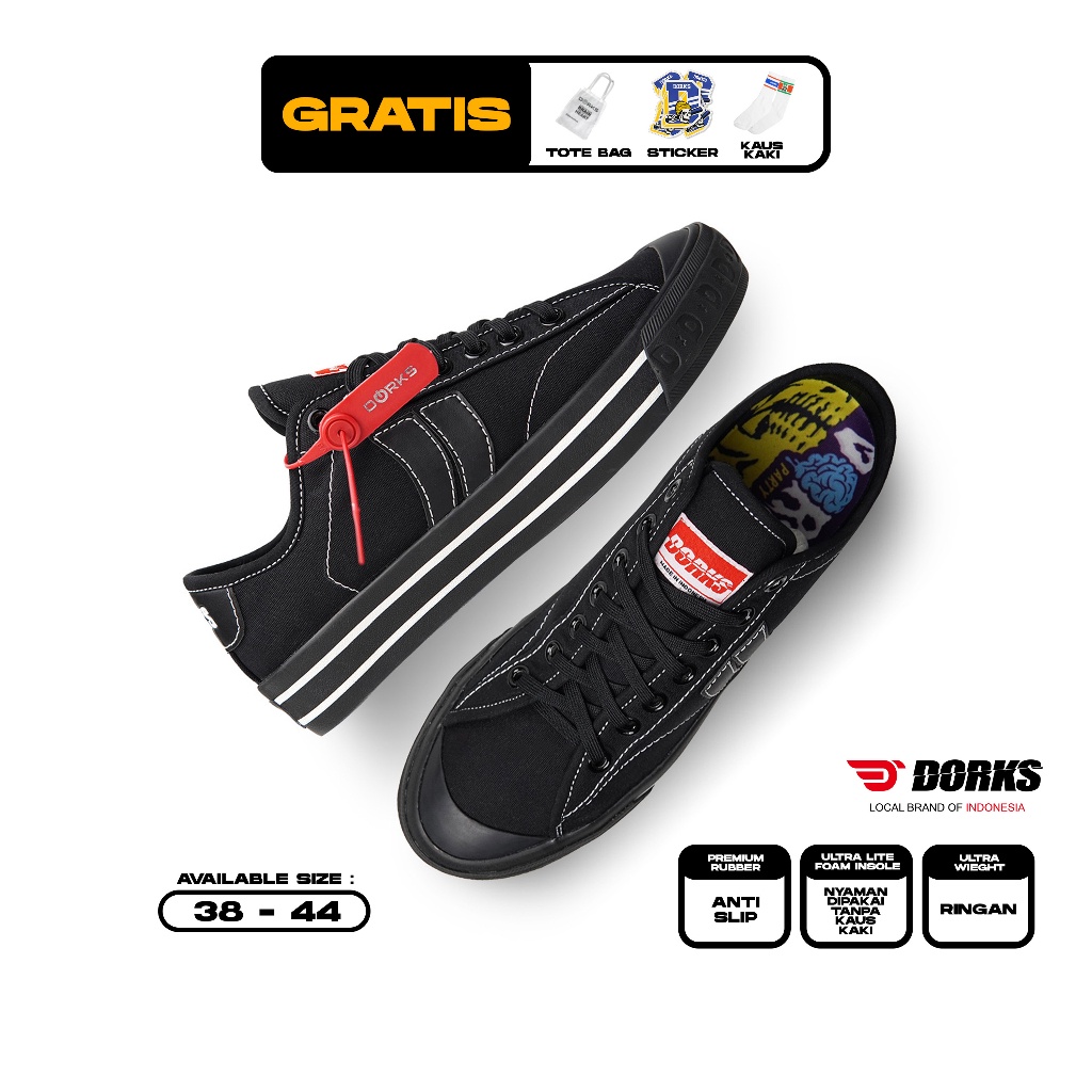 Jual DORKS - Metro Low Full Black Sepatu Sneakers Casual Pria | Shopee ...