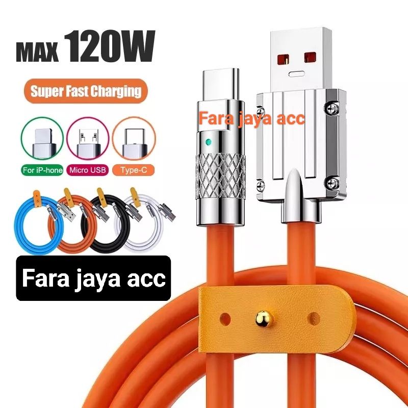 Jual Kabel Data Silicon KB-08 120W 6A For Micro USB/Type C/Lightning ...