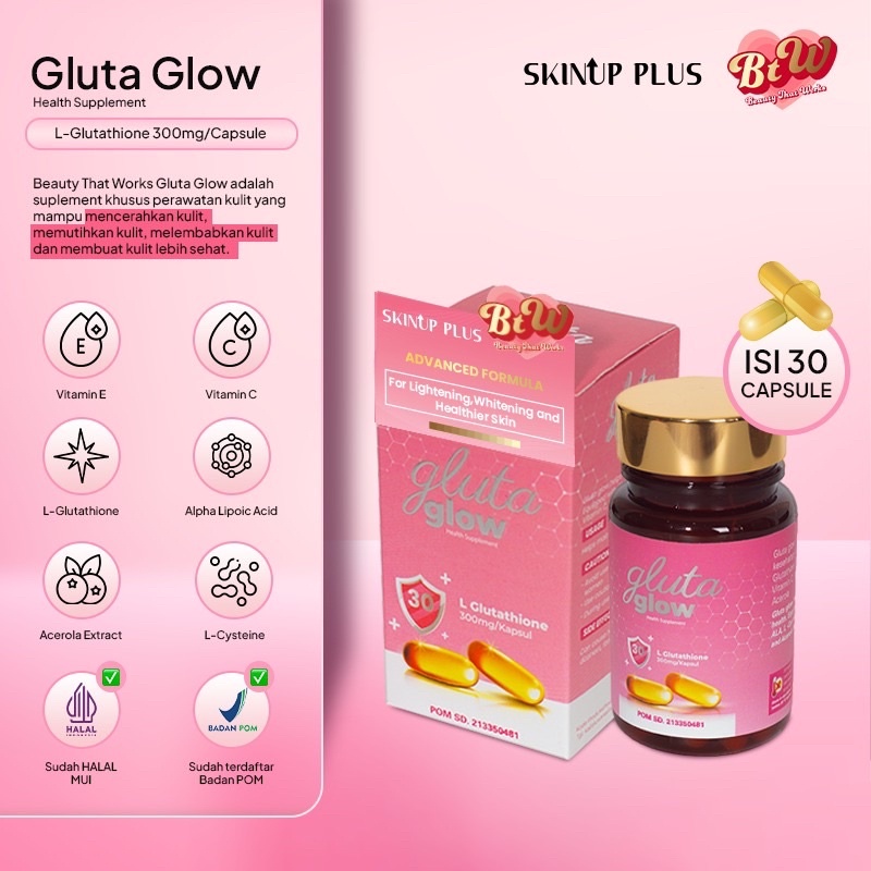 Jual READY ️ Gluta Glow Skin Up Plus L Glutathione plus Vitamin C ...