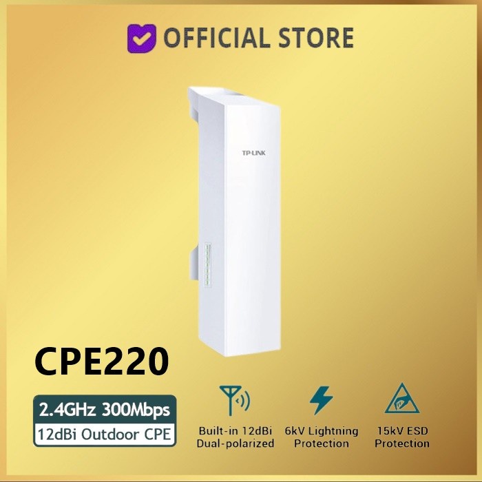 Jual TP-LINK CPE220 2.4GHz 300Mbps 12dBi Outdoor CPE - White | Shopee ...
