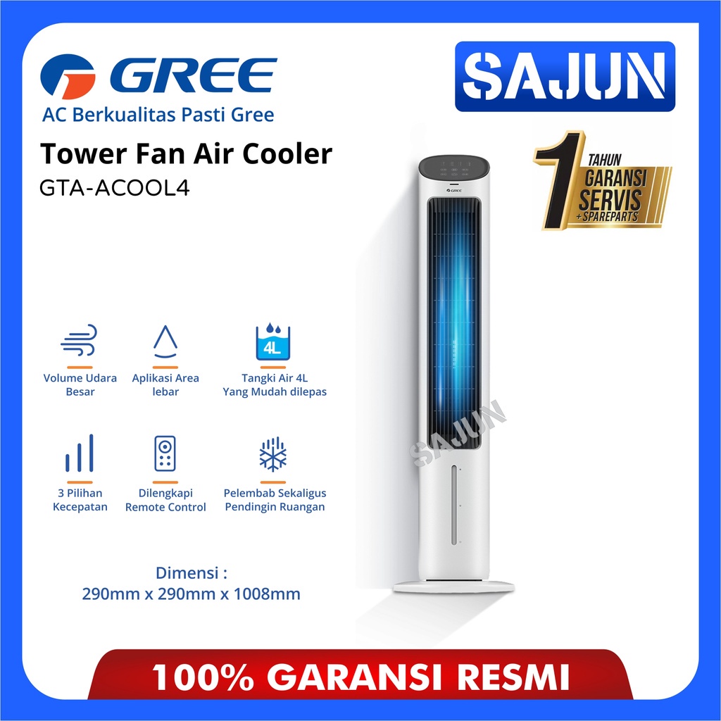 Jual GREE Tower Fan Air Cooler 4 Liter 3in1 with Humidifier GTA-ACOOL4 ...
