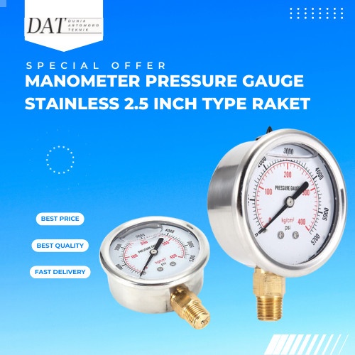 Jual Manometer Pressure Gauge 2.5 Inch Stainless Steel 400 Bar | Shopee ...