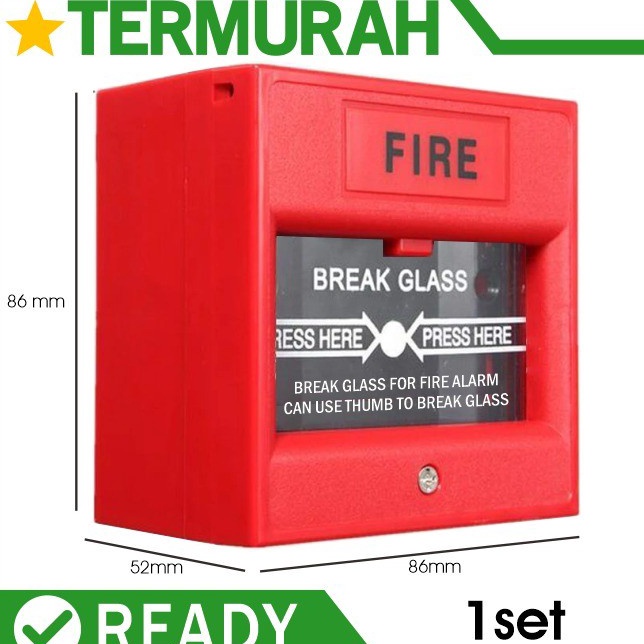Jual `Fuw RED break glass fire alarm Manual Tanda Kebakaran call point ...