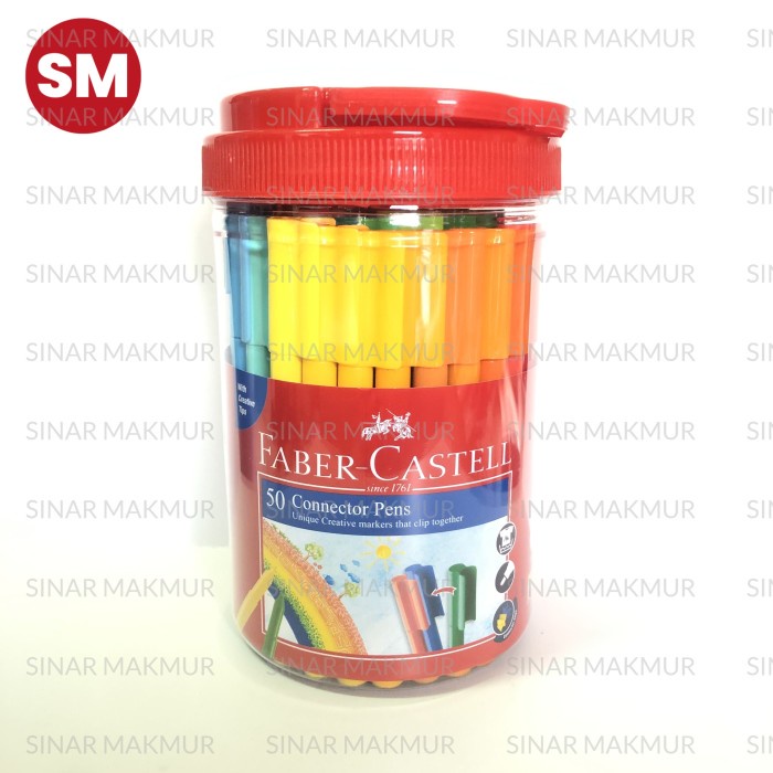 Jual Connector /Spidol Mewarnai 50 Warna Jar/Toples Faber Castell (Set) | Shopee Indonesia