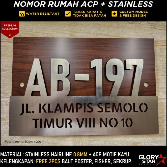 Jual Nomor Rumah Modern Stainless Model Nomor dan Alamat + ACP [Custom ...