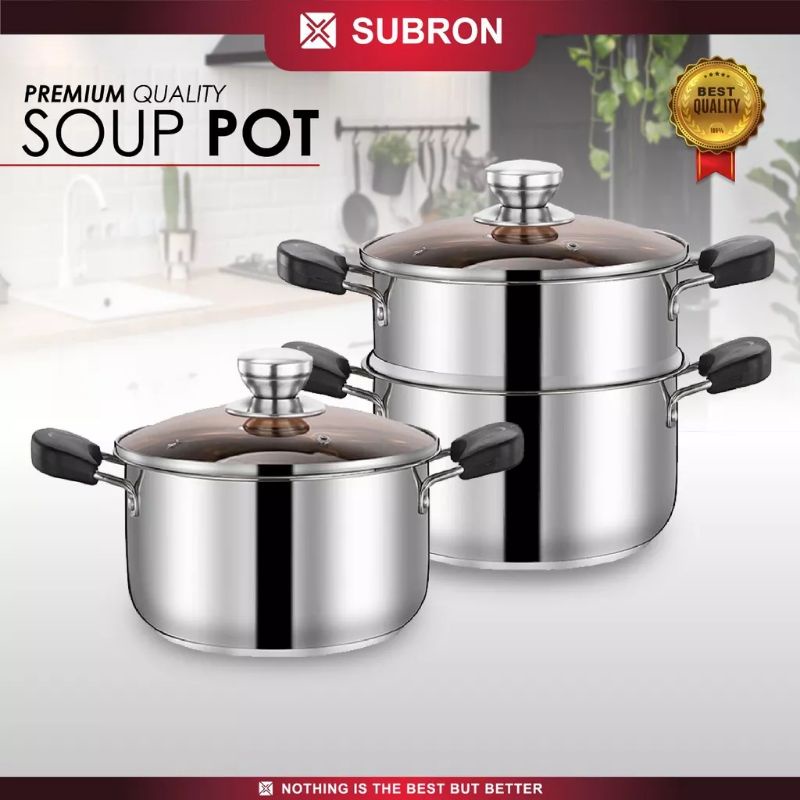 Jual Panci Sup Dengan Steamer Kukus merek Subron 2 SUSUN 20cm 24cm FF2 ...
