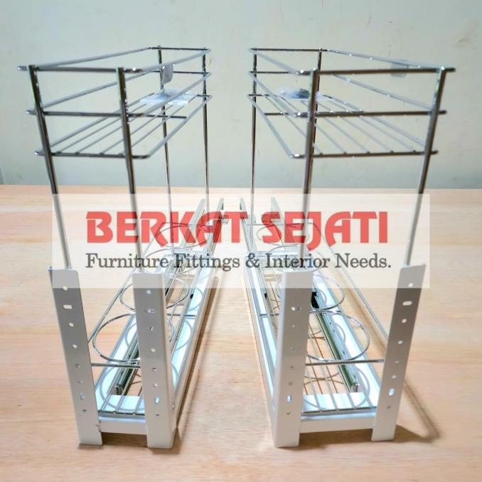Jual Rak Botol Tarik 2 Su Bumbu Gelas Kitchen Dapur Lebar 15 Atau 20 Cm ...