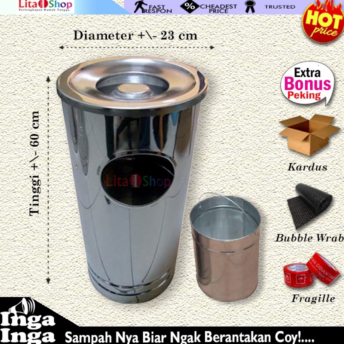 Jual LANGSUNG ORDER!. TEMPAT SAMPAH ASBAK STAINLESS BESAR TONG SAMPAH ...