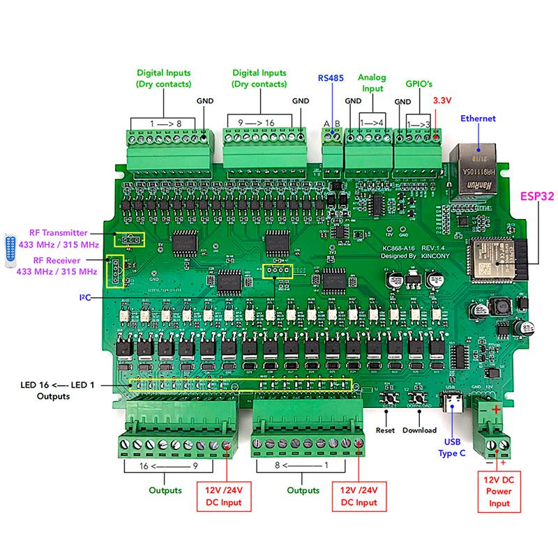 Jual Kincony A16 Esp32 Development Board Mqtt Tcp Web Esphome Home