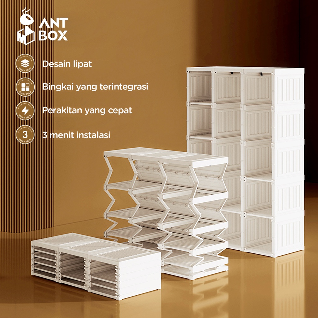 Jual ANTBOX Lemari Pakaian 6 Box - 15 Box 360L- 890L Lemari Baju Wardrobe Pintu Transparan ...