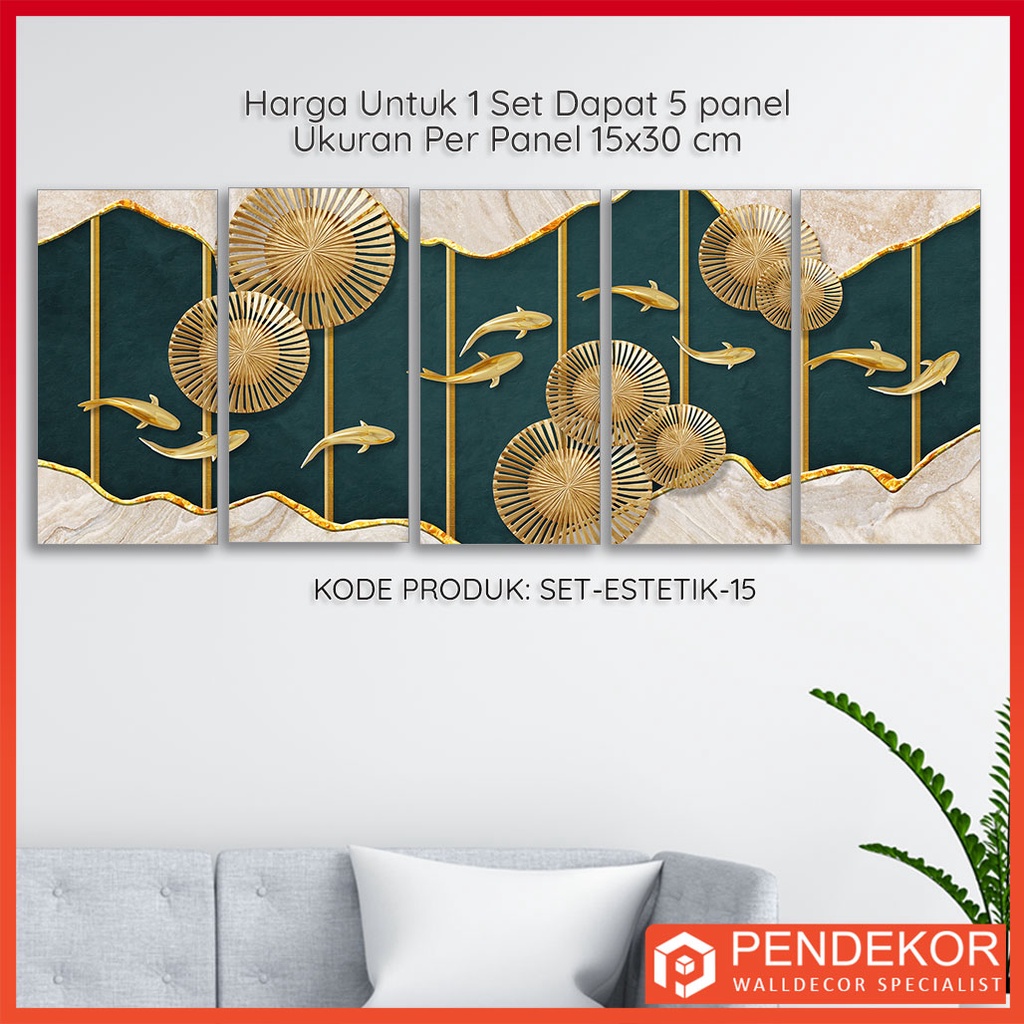 Jual Hiasan Dinding Estetik Dapat 5 Panel Pajangan Minimalis Untuk ...