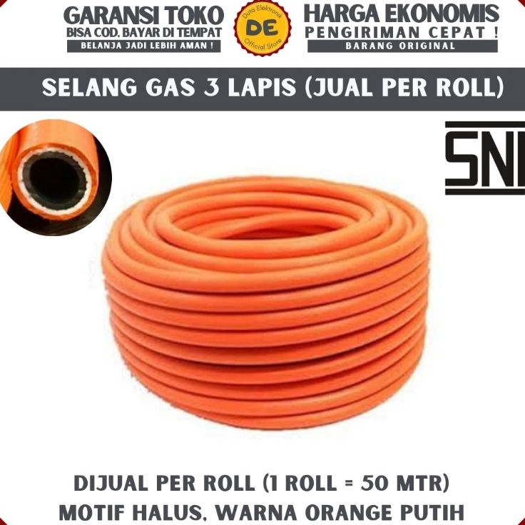 Jual ` CS Selang Gas SNI 3 Lapis Orange Tekanan Tinggi - Harga per ROLL ...