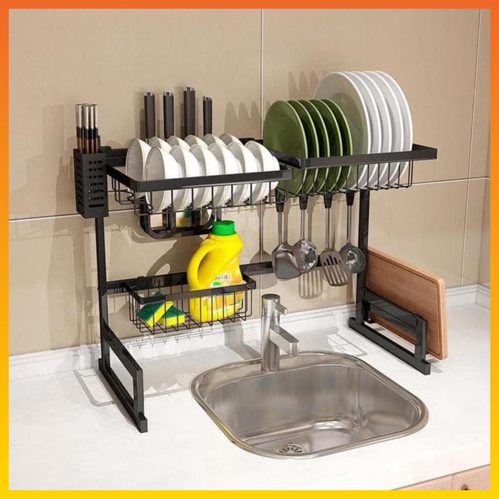 Jual Rak Piring Wastafel Stainless Steel Hitam Anti Karat Peralatan ...