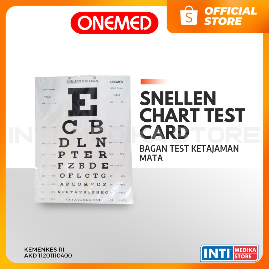 Jual ONEMED - Snellen Chart Test Card | Bagan Test Ketajaman Mata ...