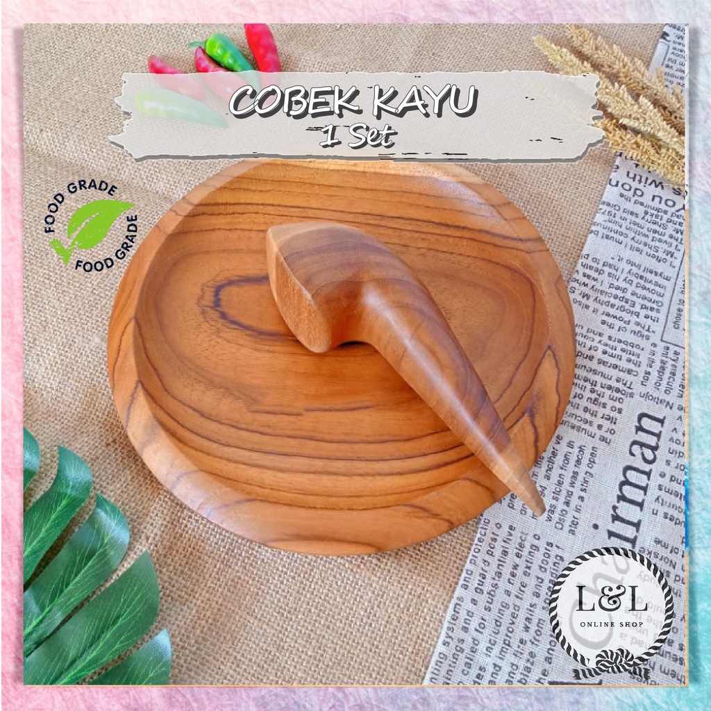 Jual Cobek Kayu Mahony Premium Alat Tumbukan Bahan Makanan Ulekan Kayu ...