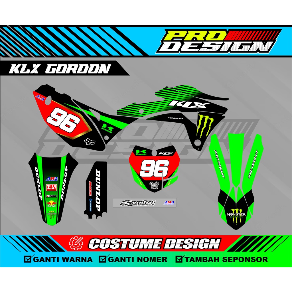Jual DECAL KLX GORDON/DECAL GORDON SUPERMOTO FULL BODY CUSTOME DESAIN ...