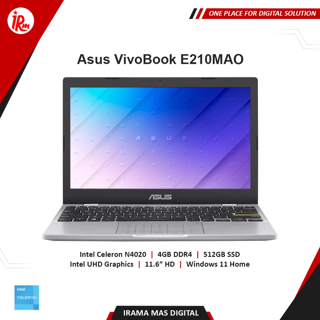 Jual ASUS VivoBook E210MAO - Intel Celeron N4020 4GB 512GB SSD W11 ...