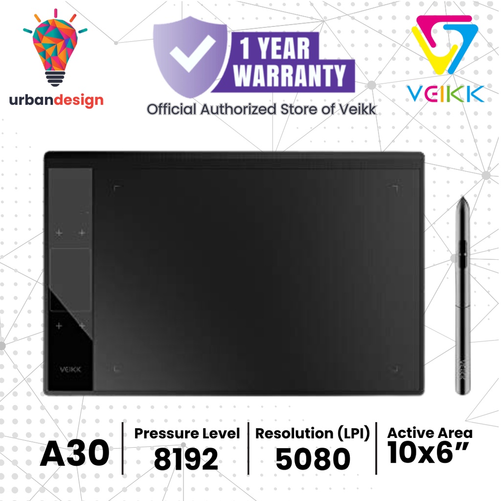 Jual Veikk A30 Digital Graphic Drawing Pen Tablet 10x6inch High ...