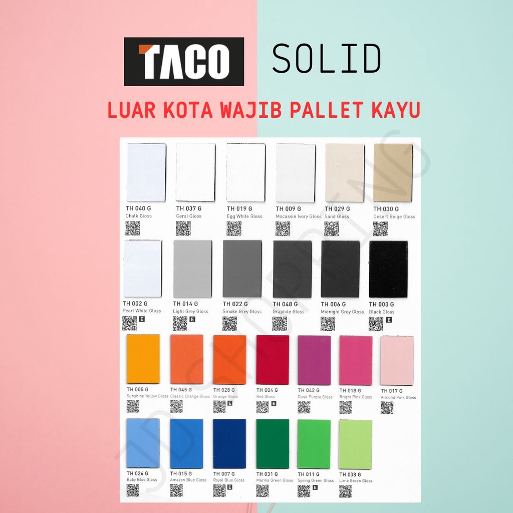 Jual (LUAR KOTA WAJIB PALLET KAYU) HPL TACO SOLID GLOSS KODE G TH 002 ...