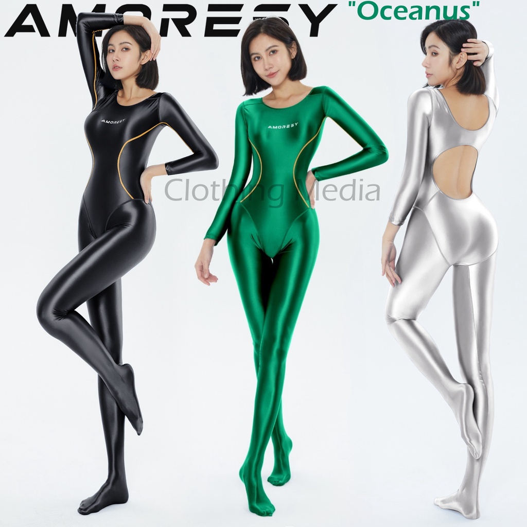 Jual AMORESY Bodysuit Backless Glossy Punggung Terbuka Silky Elastis ...
