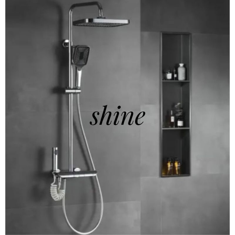 Jual Shower Set 4 in 1 Black Kotak/Shower Mandi Panas Dingin Hitam ...