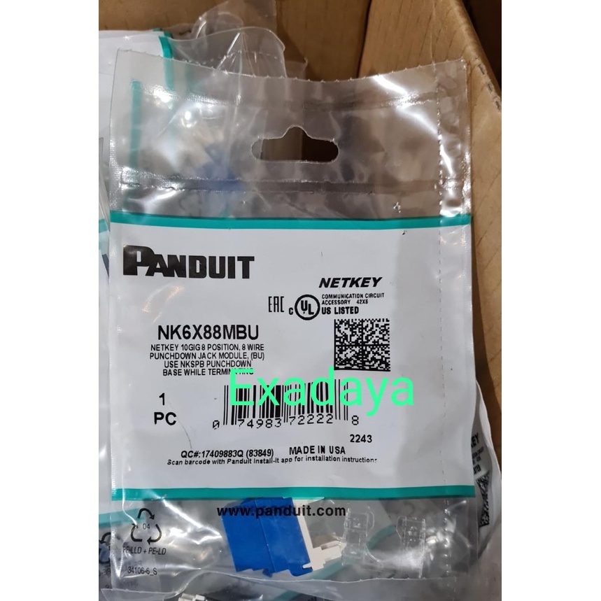 Jual Panduit Netkey Modular Jack Cat 6A / Cat6A 10G - NK6X88MBU ...