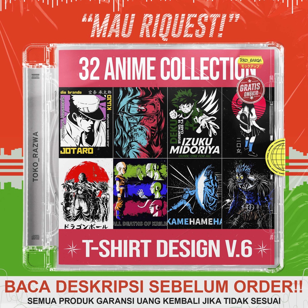 Jual 32 Anime Collection T-shirt Design V.6 - Disain Sablon DTF - DTG ...