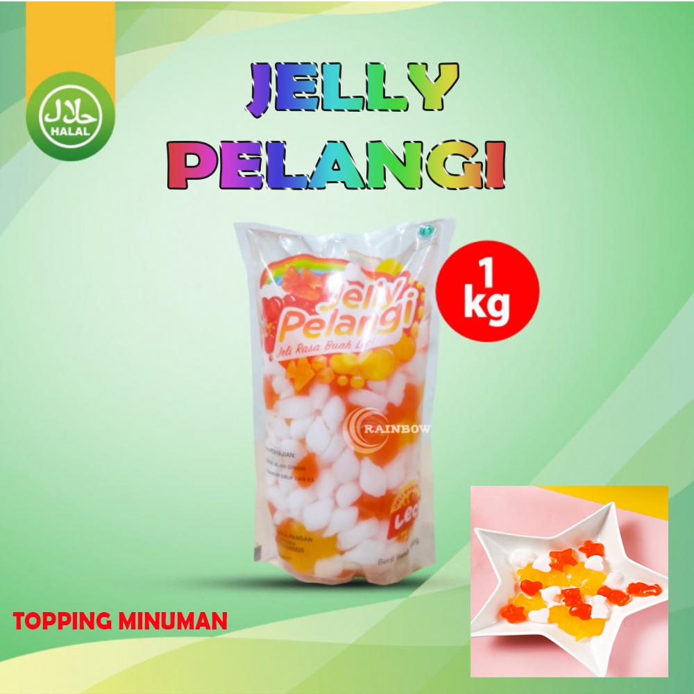 Jual Rainbow Jelly Pelangi 1 KG / Jelli Rasa Buah Leci Topping Minuman Campuran Minuman Jelly 1 ...