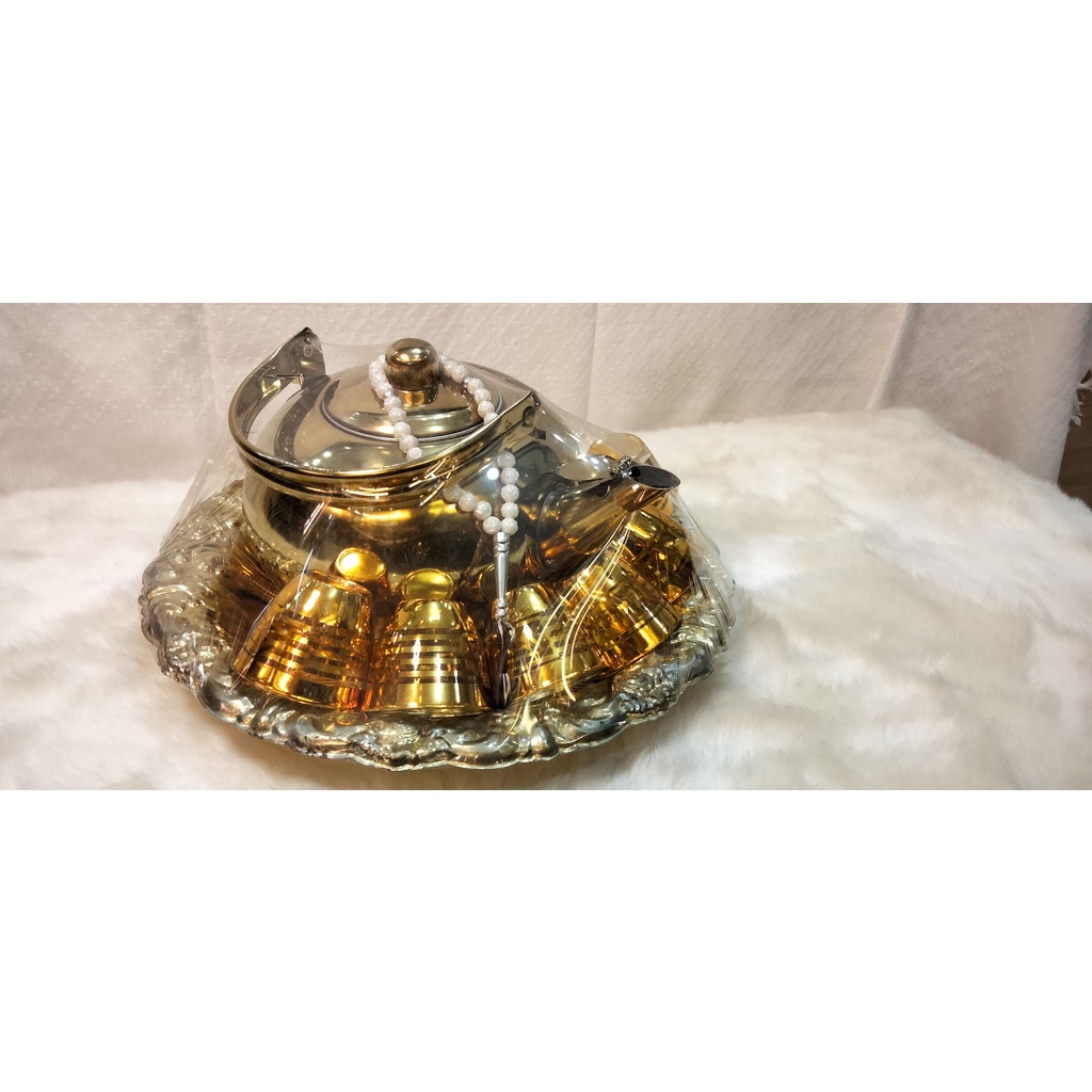 Jual TEKO ARAB TEKO EMAS 1 SET OLEH HAJI / TEKO GELAS NAMPAN SOUVENIR ...